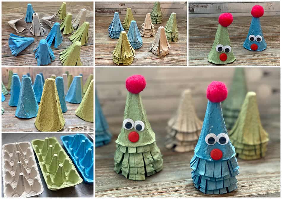 Adorable Easy 3-Step Egg Carton Christmas Trees Craft for Kids