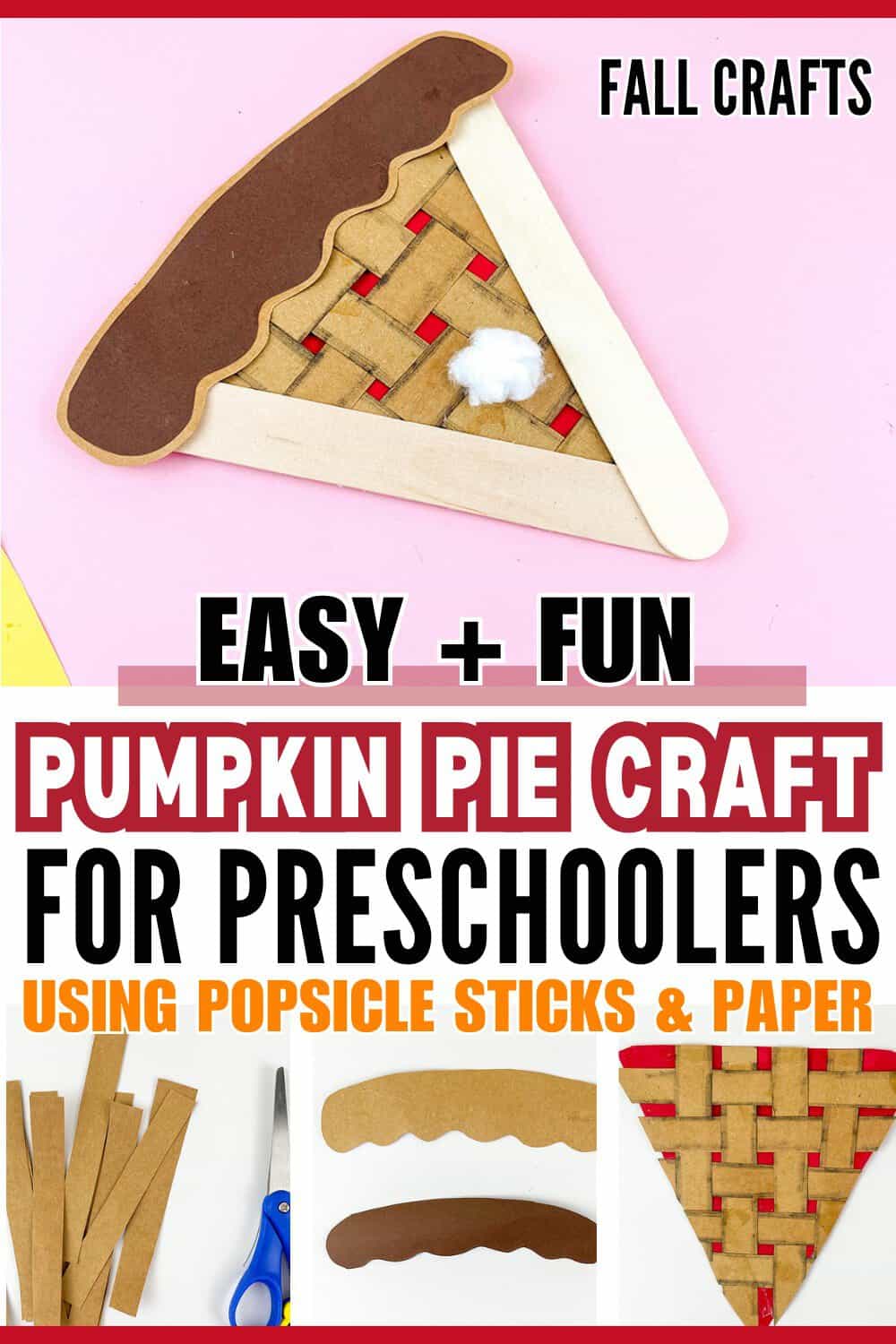 Paper weaved Popsicle Stick Pumpkin Pie Craft for Kids - That Looks ...