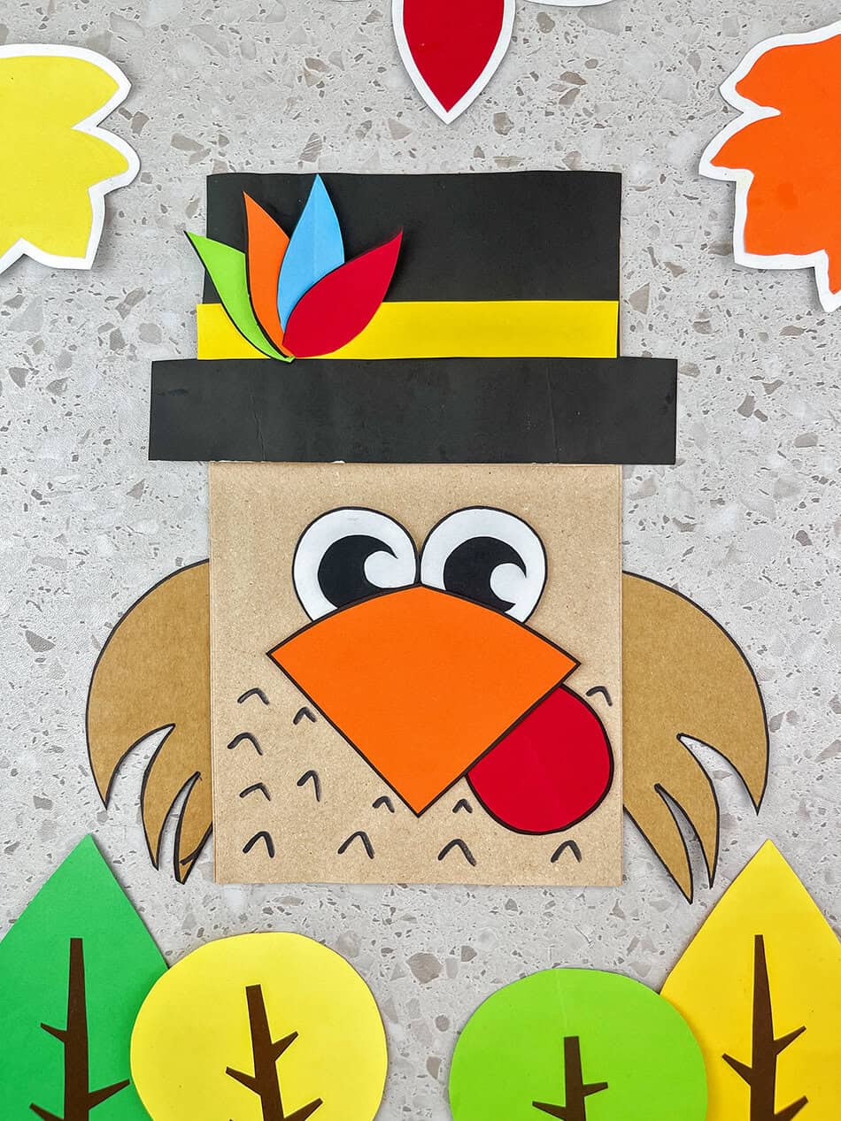 DIY Adorable Paper Bag Pilgrim Turkey Thanksgiving Craft for Kids