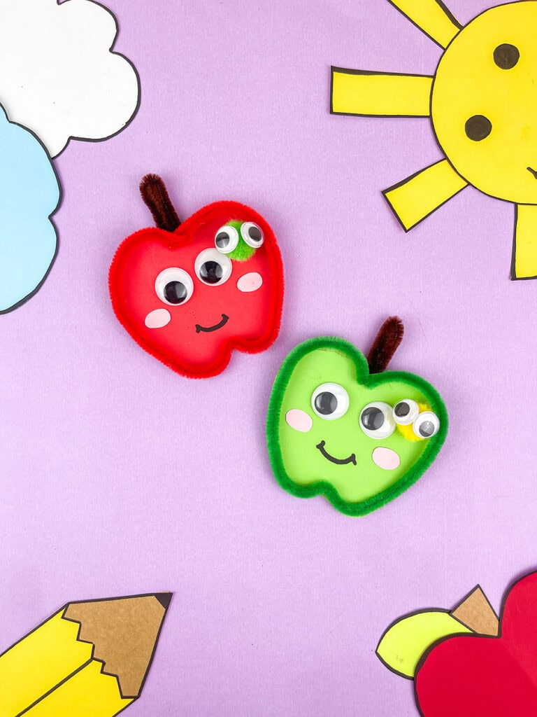 Create a Fuzzy Apple with Worm Craft for Kids for Back-to-School or ...