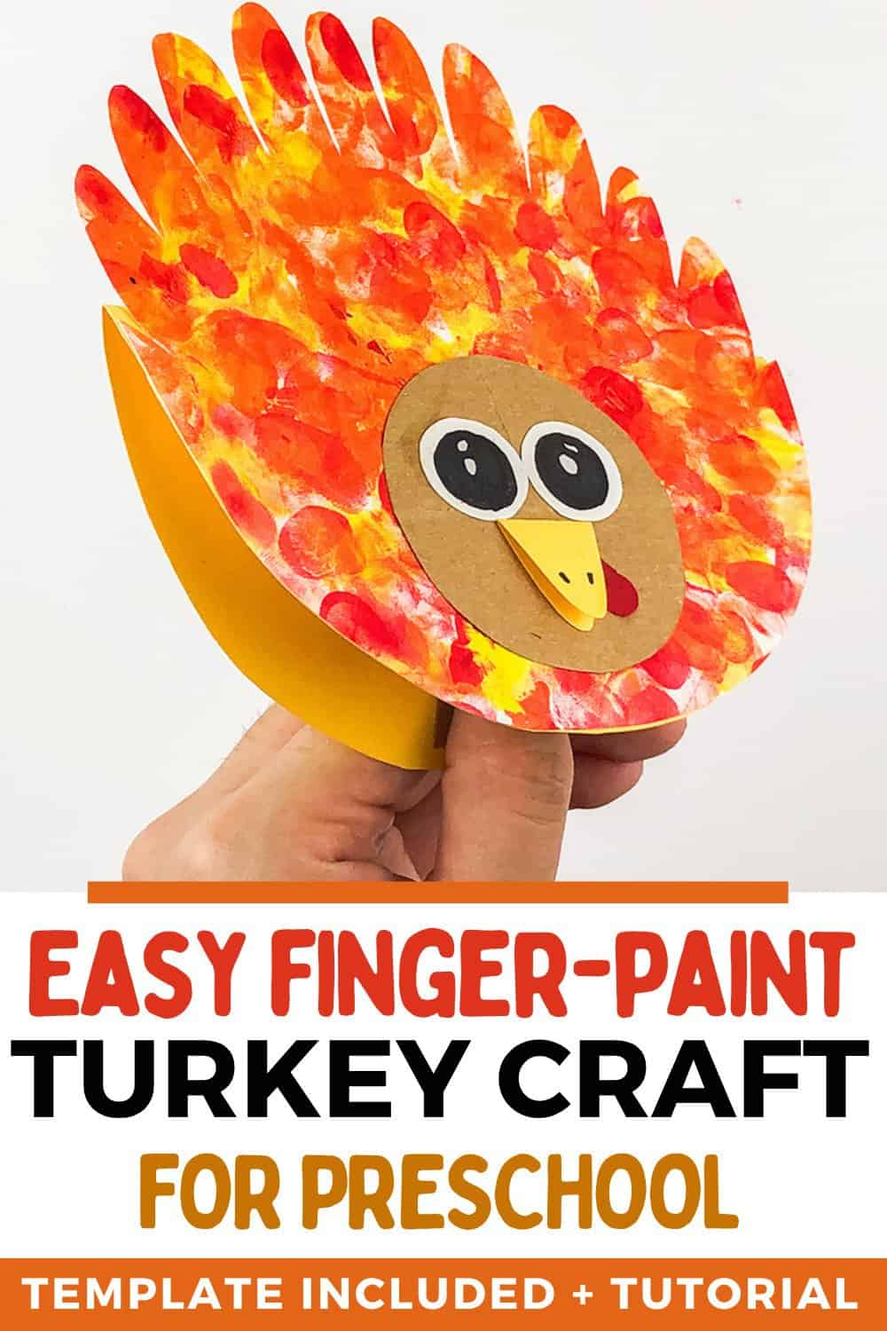 Fun finger-painted Turkey Thanksgiving Craft for Preschoolers & Toddlers