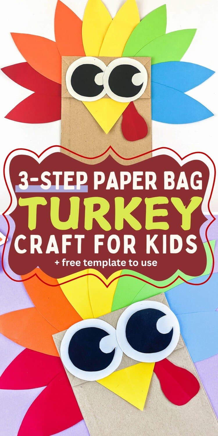 Quick & Easy 3-Step Paper Bag Turkey Craft for Kids