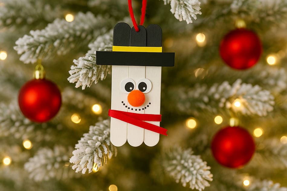 Easy DIY Snowman Ornament Craft for Kids Using Simple Popsicle Sticks ...