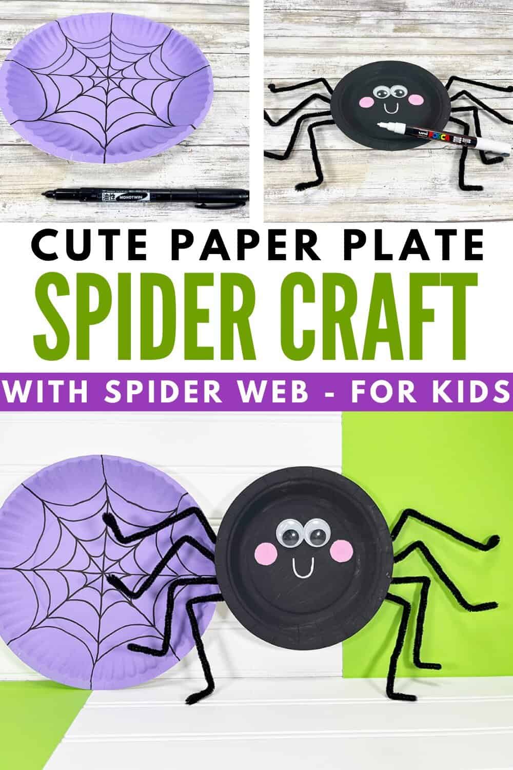 Adorable Friendly Paper Plate Spider Craft & Spider Web for Kids