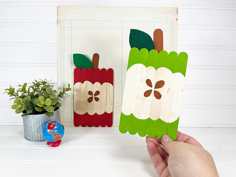 Educational Craft Stick Apple Core Craft for Kids That Teaches About Fruit Anatomy