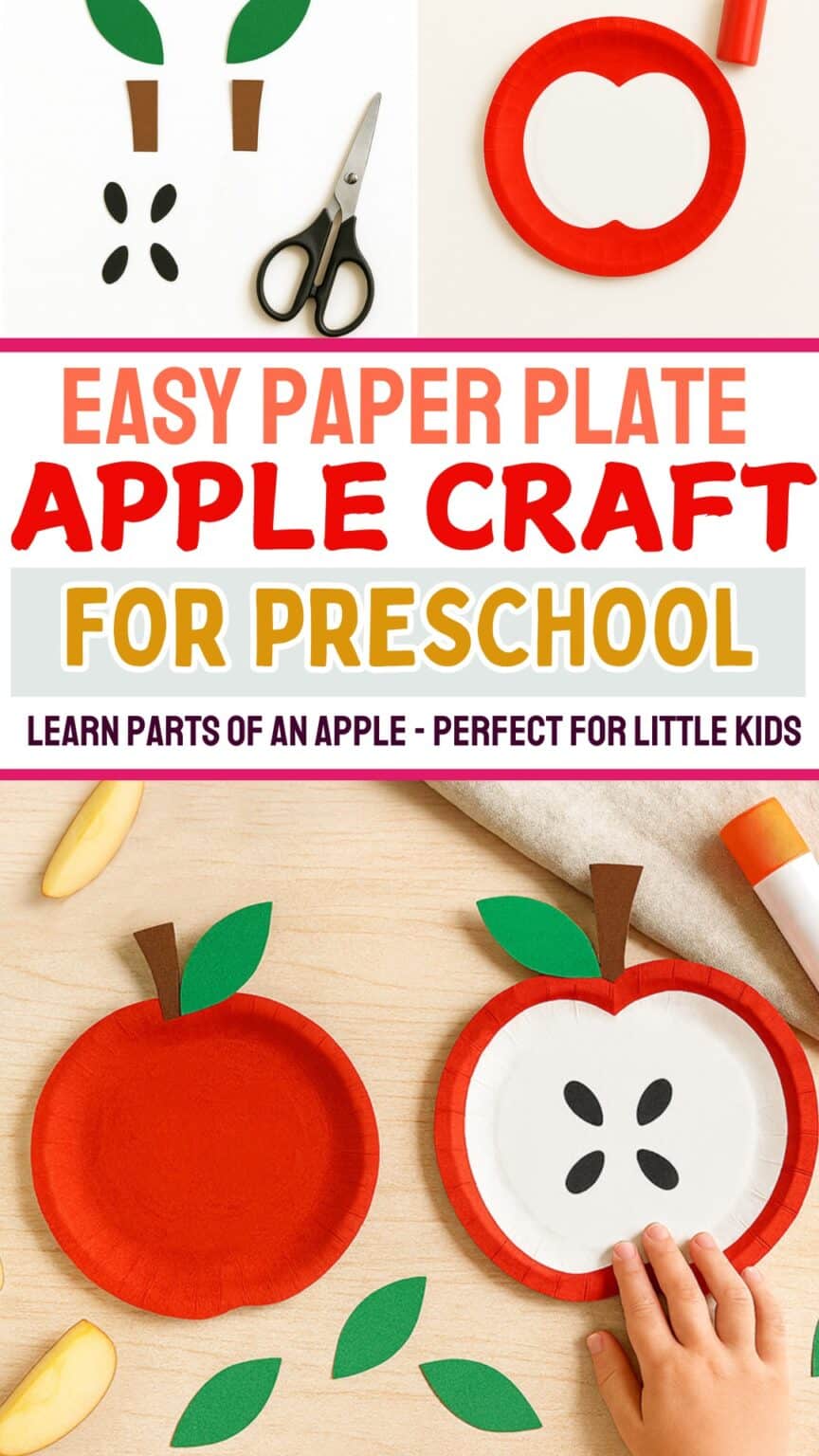 Super Easy parts of an Apple Paper Plate Apple Craft for Preschool