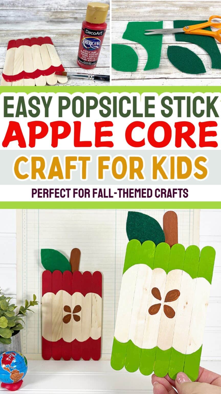 Educational Craft Stick Apple Core Craft for Kids That Teaches About ...