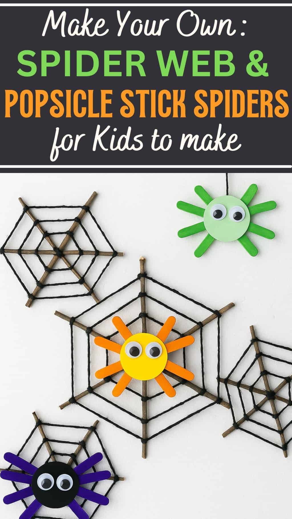 Simple + Cute Popsicle Stick Spiders with Natural Spider Web for Kids ...