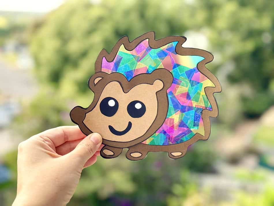 Adorable Hedgehog Suncatcher Craft for Kids To Celebrate Fall