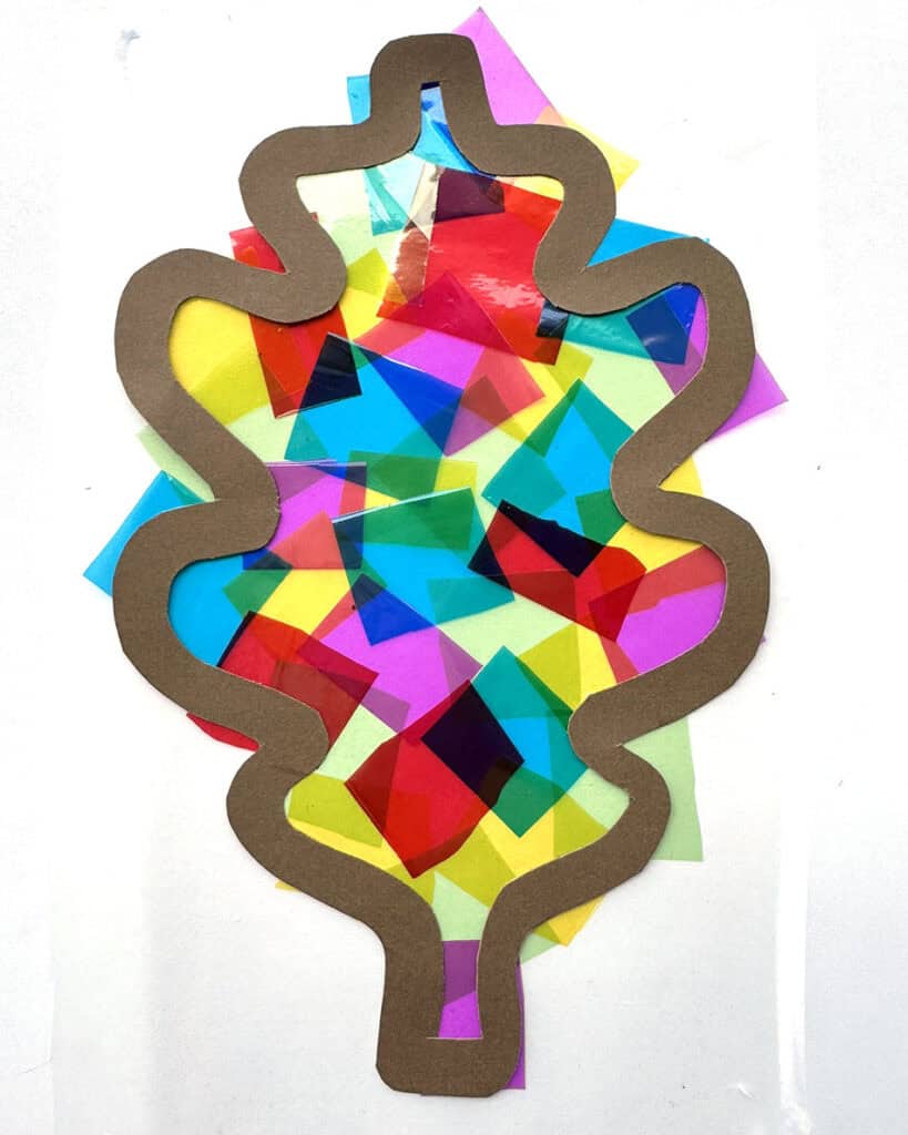 Autumn Leaf Suncatchers with Cellophane Craft for Kids To Brighten Fall ...