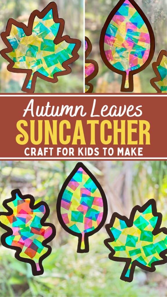 Autumn Leaf Suncatchers with Cellophane Craft for Kids To Brighten Fall ...