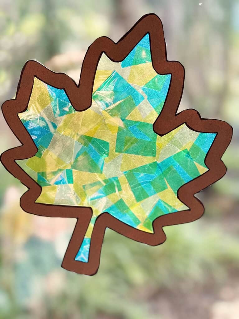 Autumn Leaf Suncatchers with Cellophane Craft for Kids To Brighten Fall ...