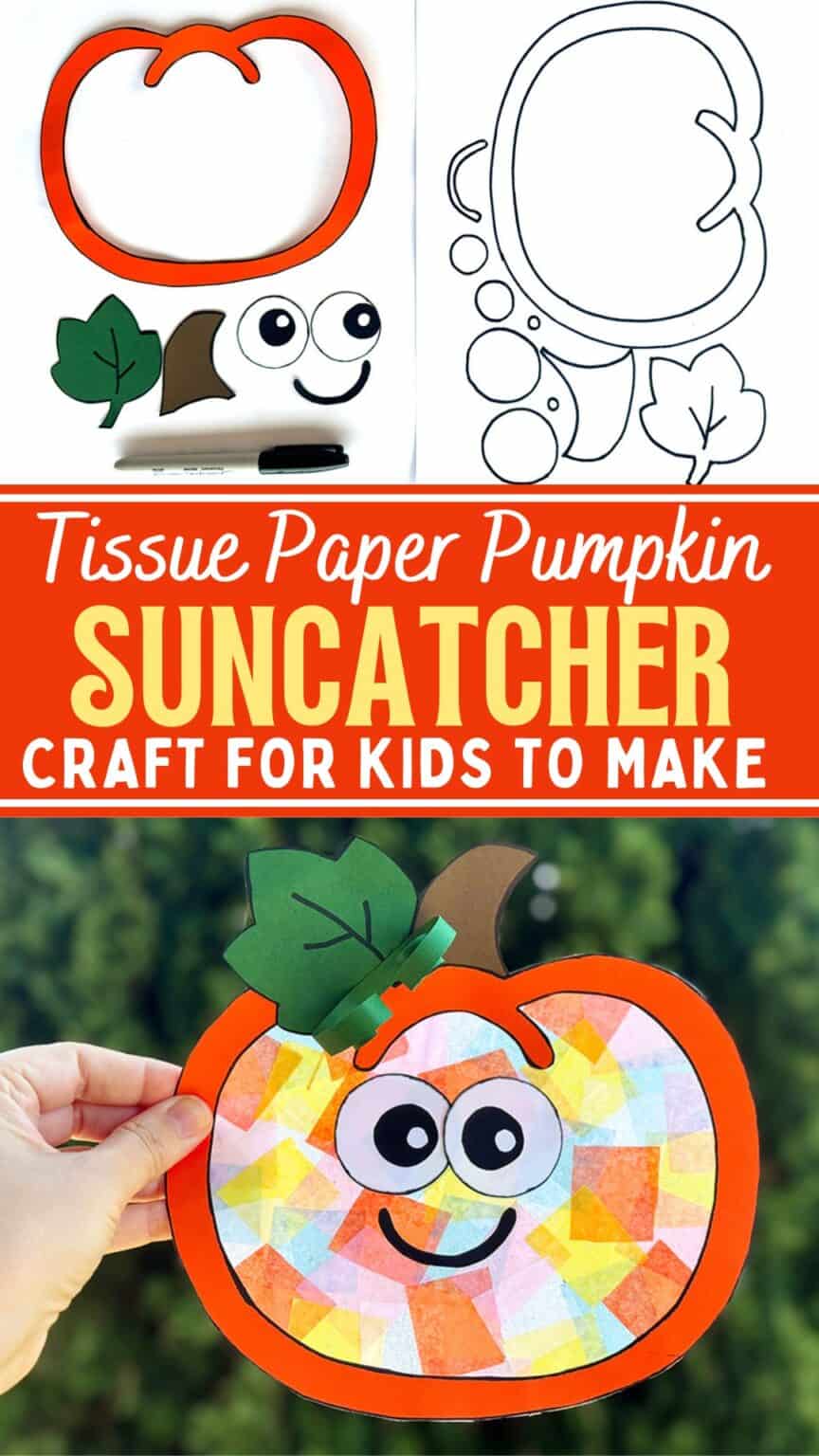 Happy Pumpkin Suncatcher Craft for Kids To Brighten Fall Windows