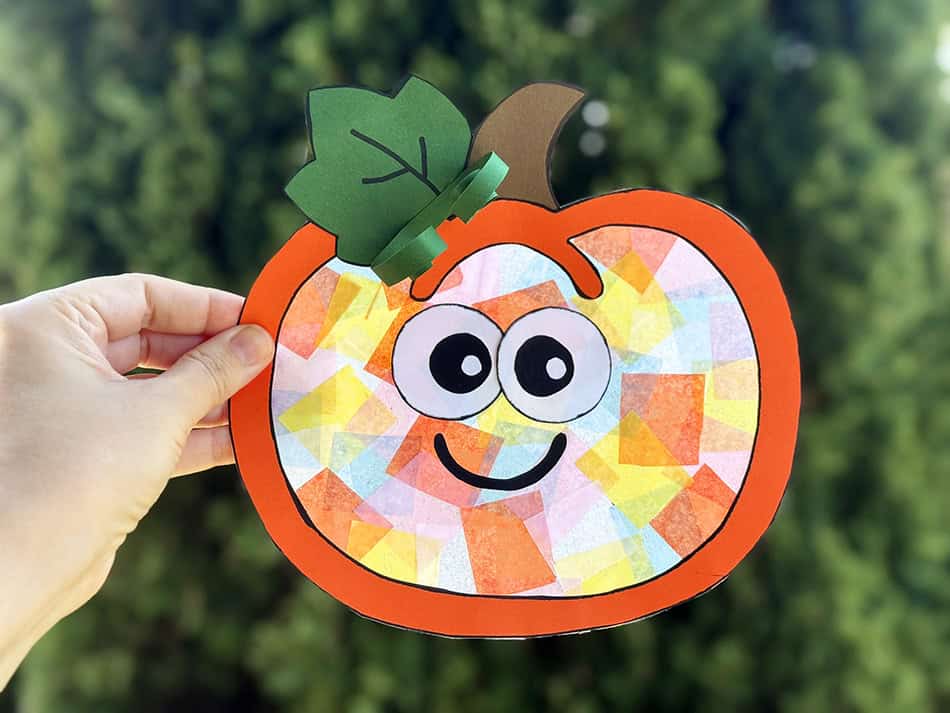Happy Pumpkin Suncatcher Craft for Kids To Brighten Fall Windows