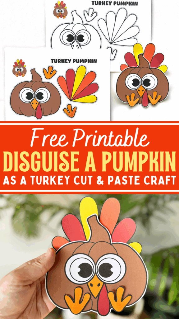 DIY Turkey Pumpkin Disguise with Free Printable
