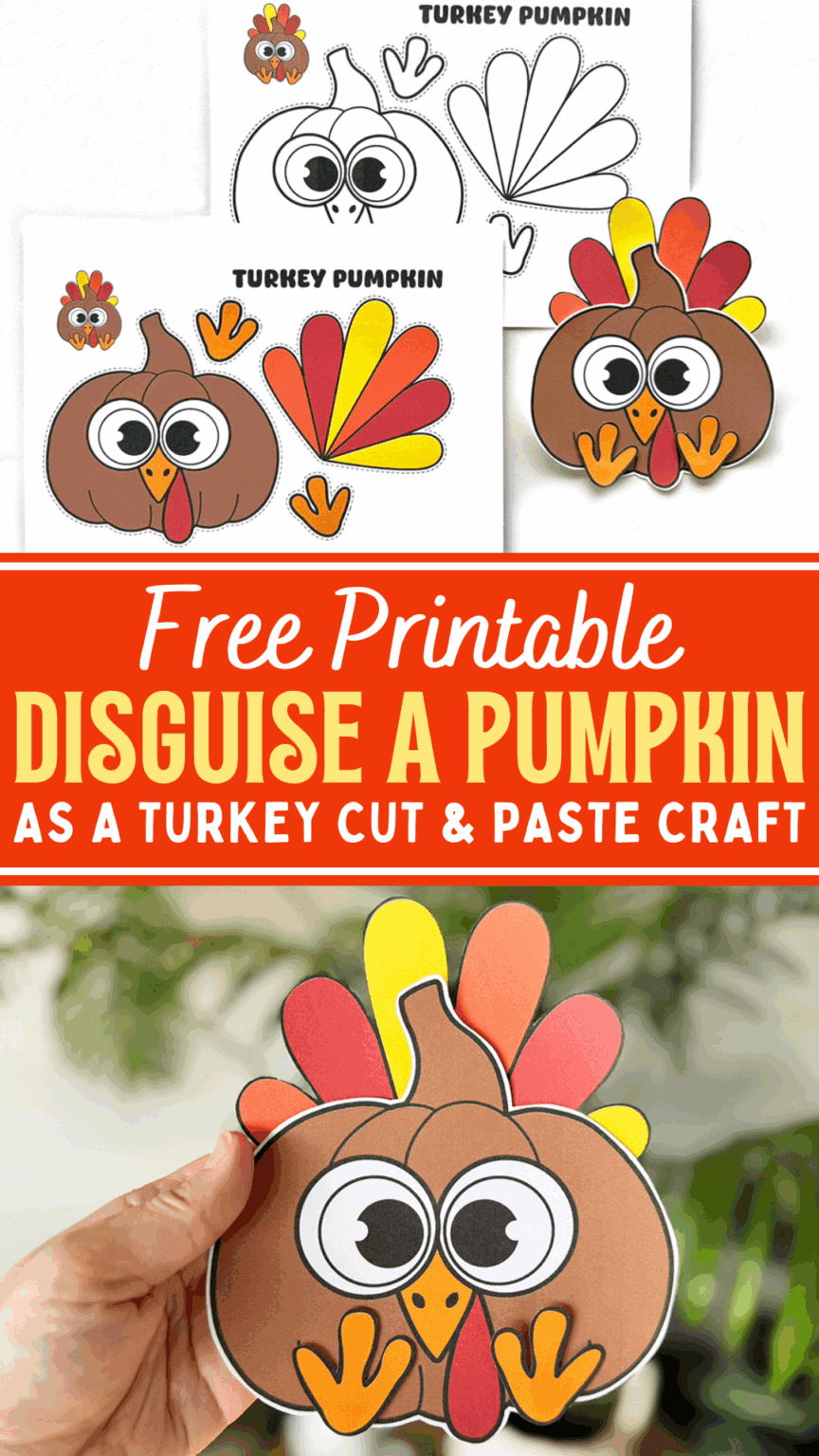 DIY Turkey Pumpkin Disguise with Free Printable