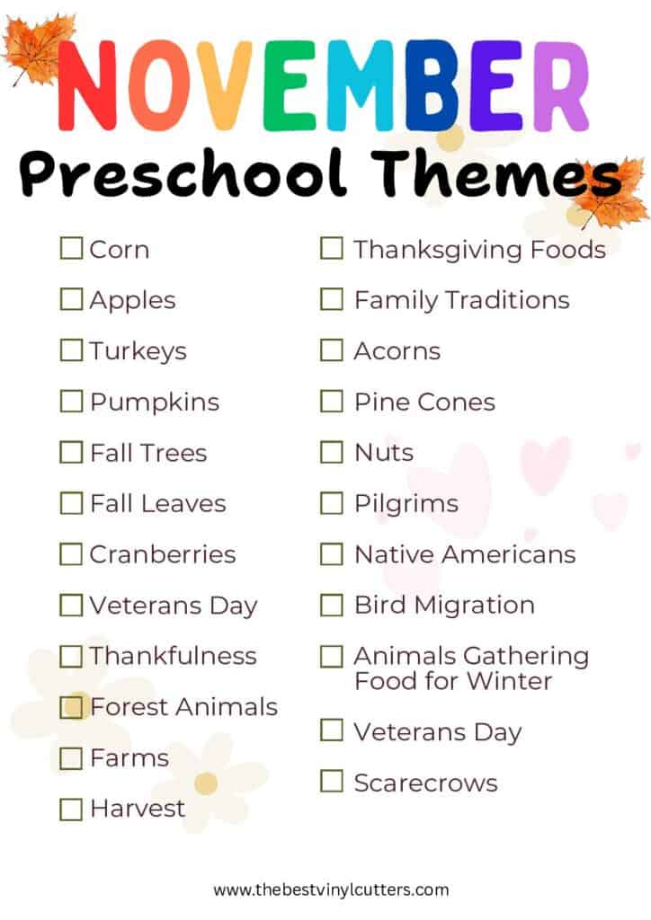 18+ November Preschool Themes: With Fall Activities and Craft Ideas