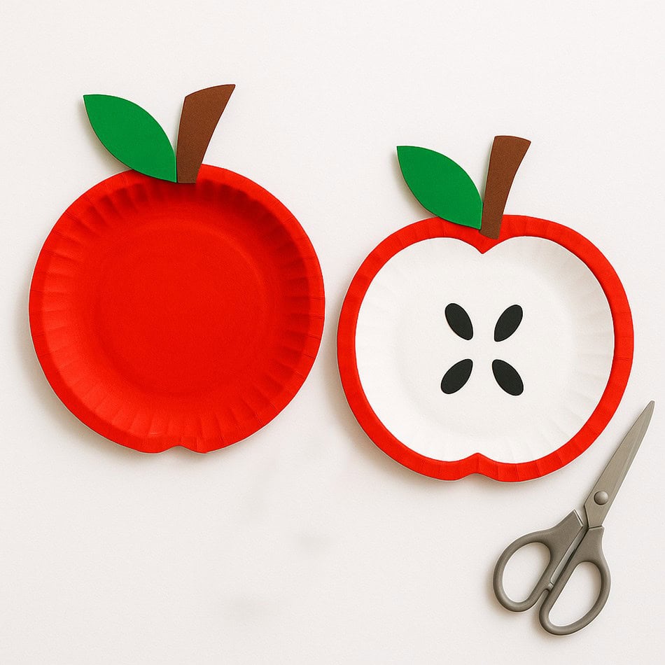 Super Easy parts of an Apple Paper Plate Apple Craft for Preschool