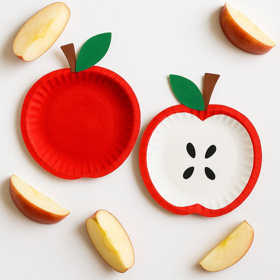 Super Easy parts of an Apple Paper Plate Apple Craft for Preschool