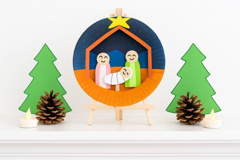 Interactive Moving Paper Plate Baby Jesus Nativity Craft for Kids