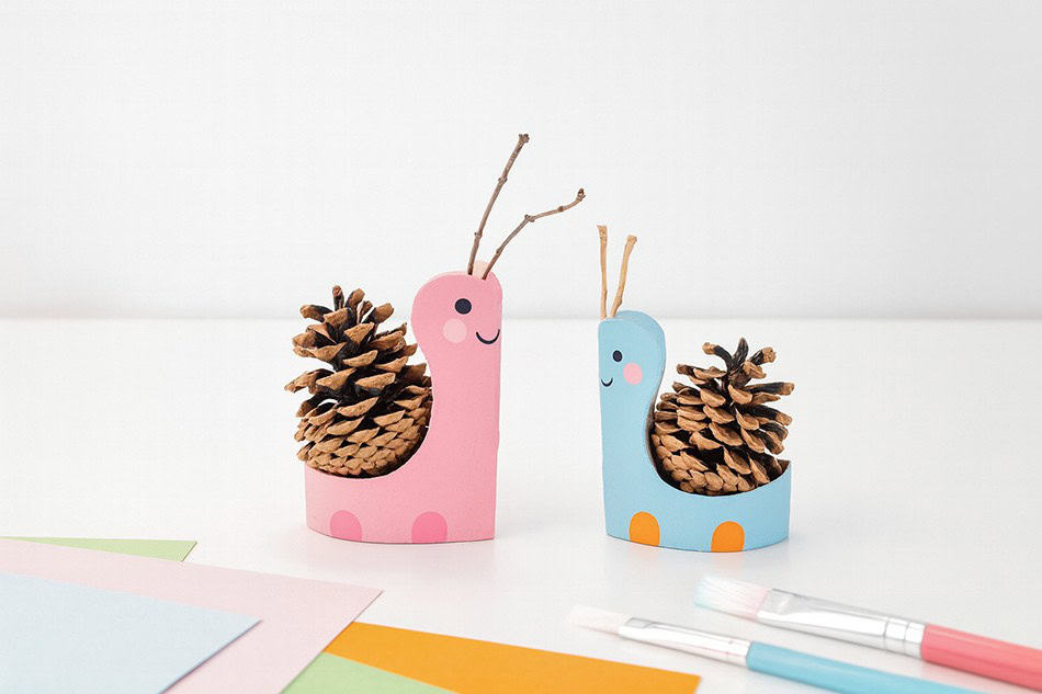 The Cutest Pinecone Toilet Paper Roll Snail Craft for Kids to Make
