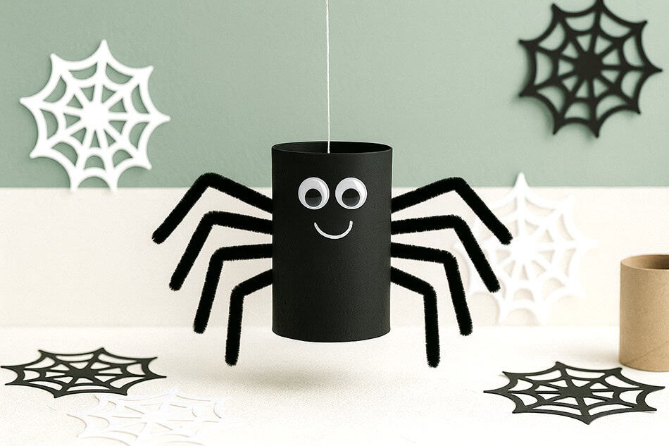 Adorable Toilet Paper Roll Spider Craft for Kids Using Recycled Materials