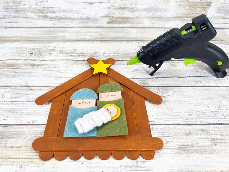 Dollar Store Craft Stick Birth of Baby Jesus Nativity Scene for Christmas