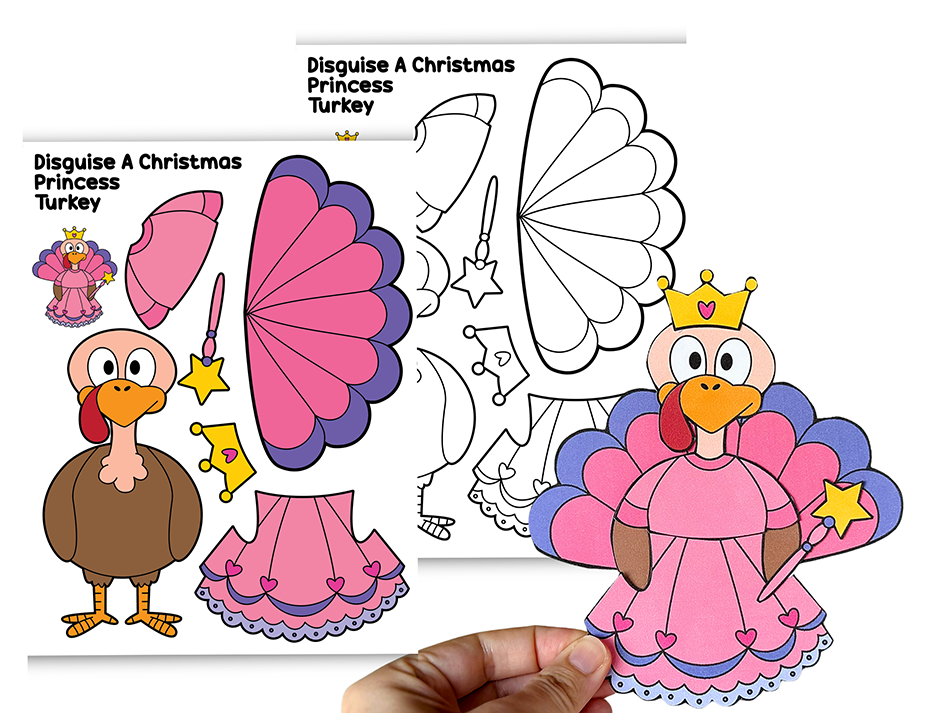 DIY Princess Turkey Disguise Paper Craft for Kids with Free Printable