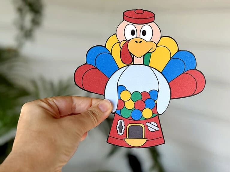 DIY Gumball Machine Turkey Disguise Paper Craft for Kids with Free ...