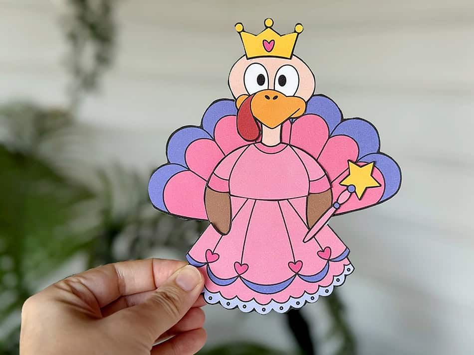 DIY Princess Turkey Disguise Paper Craft for Kids with Free Printable