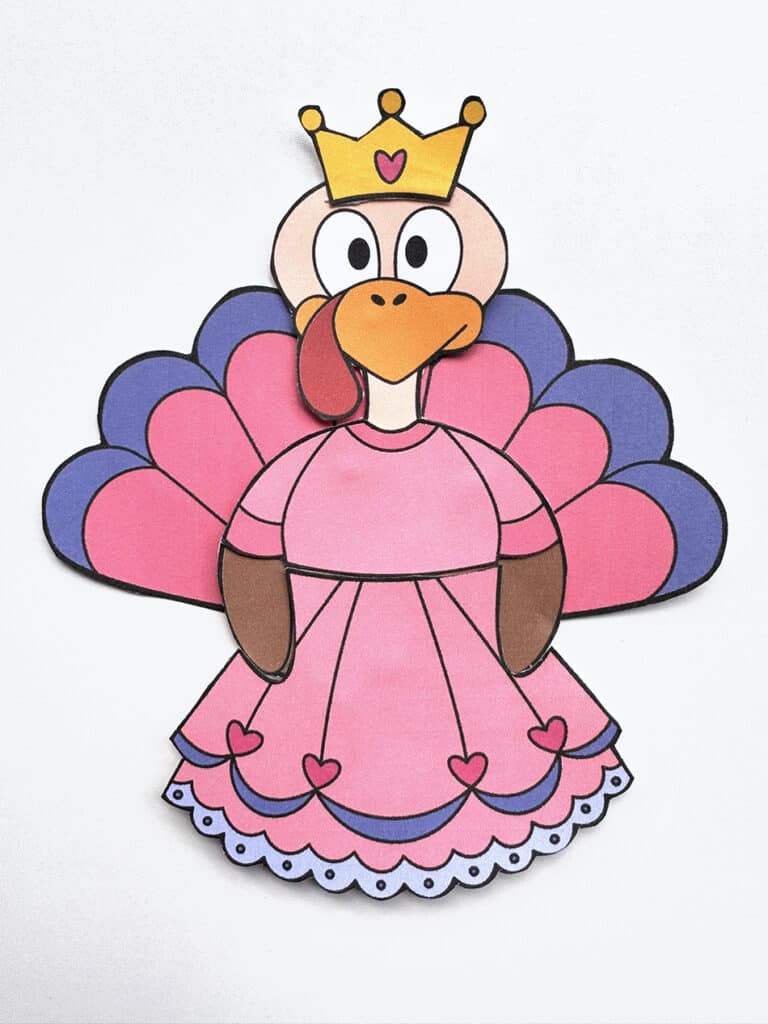 DIY Princess Turkey Disguise Paper Craft for Kids with Free Printable