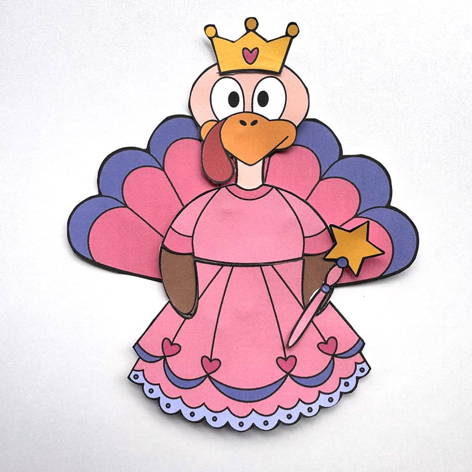 DIY Princess Turkey Disguise Paper Craft for Kids with Free Printable