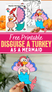 DIY Mermaid Turkey Disguise Paper Craft for Kids with Free Printable