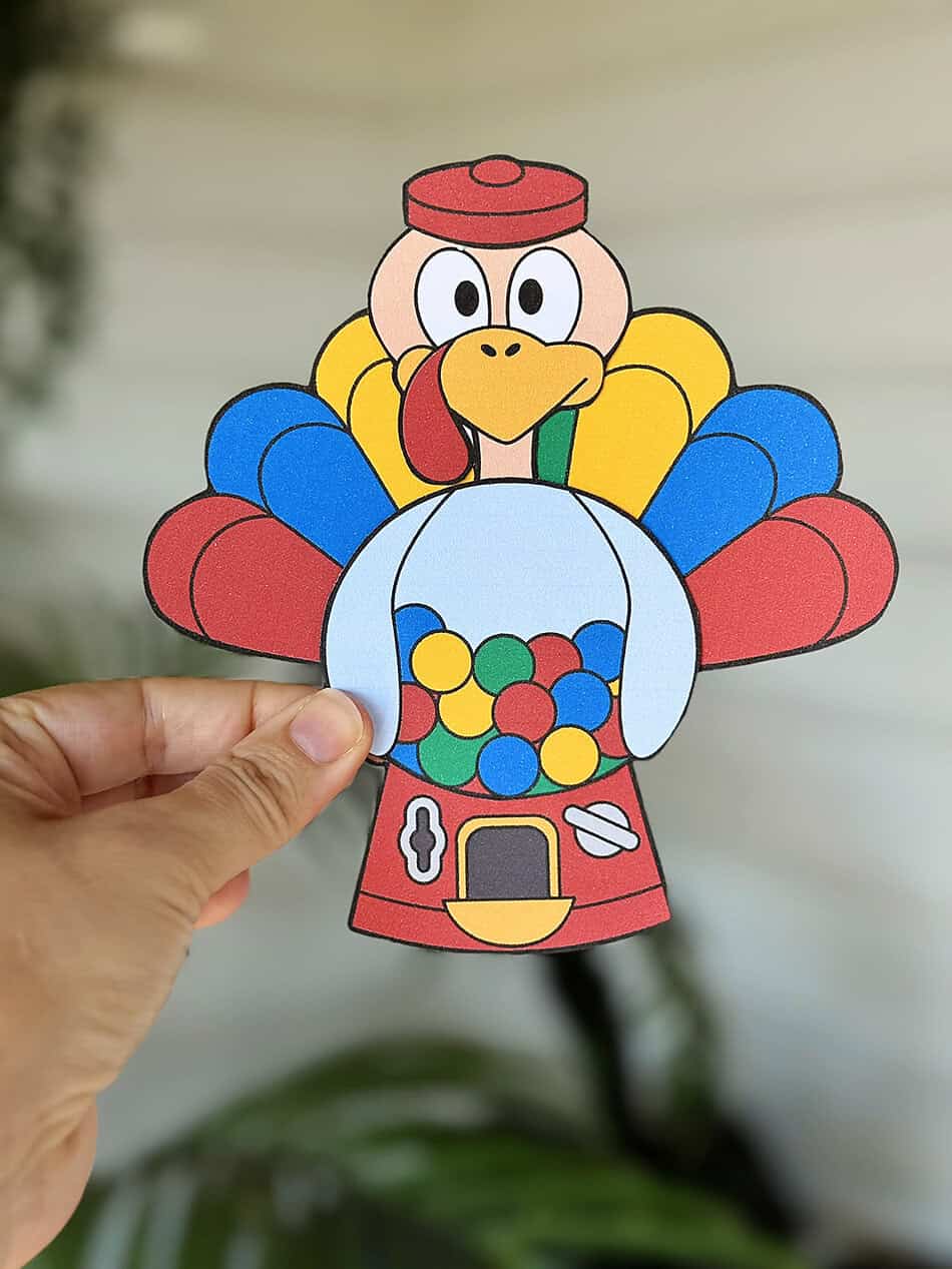 DIY Gumball Machine Turkey Disguise Paper Craft for Kids with Free ...