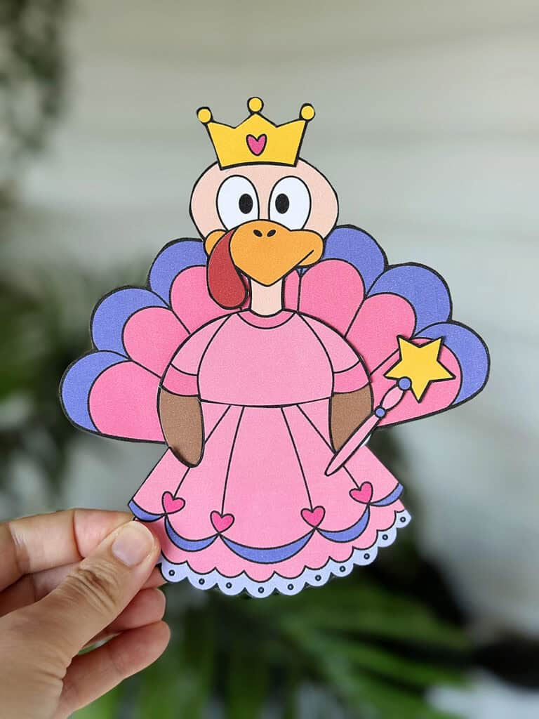 DIY Princess Turkey Disguise Paper Craft for Kids with Free Printable