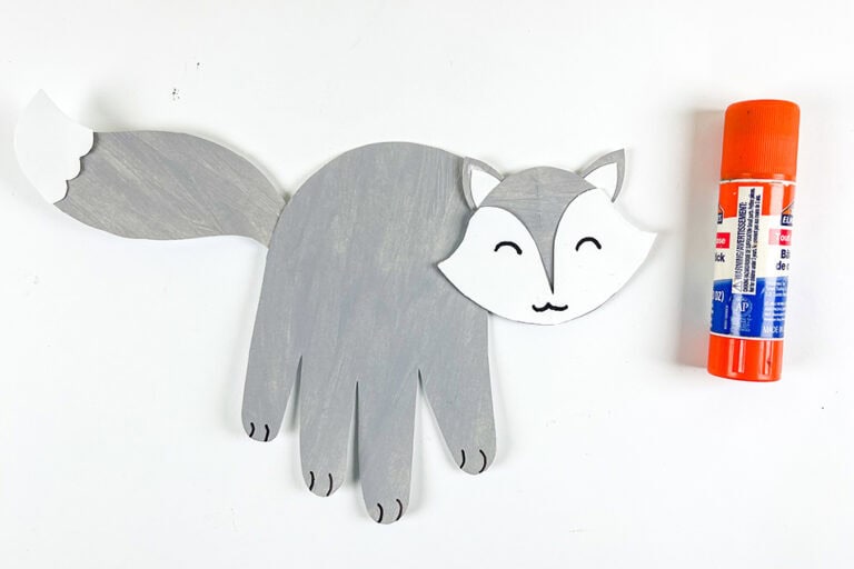 DIY Arctic Fox Handprint Winter Craft For Kids (with Free Template)