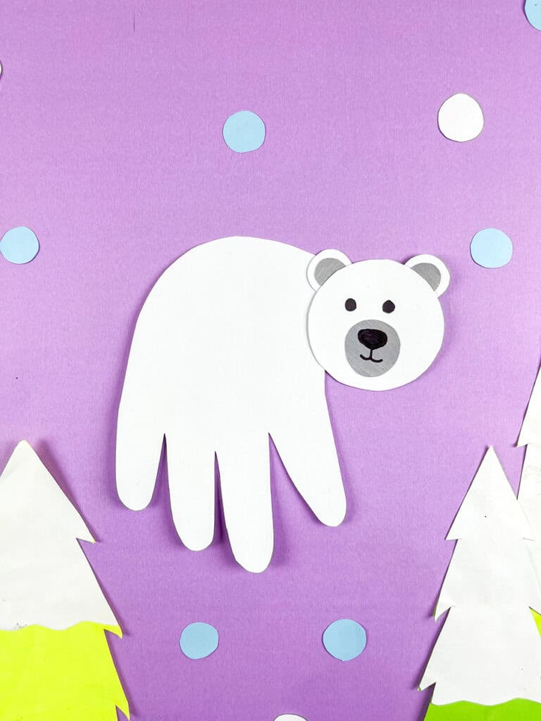 DIY Arctic Polar Bear Handprint Winter Craft For Kids (with Free Template)