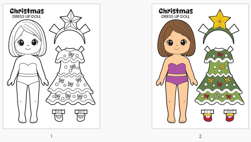 DIY Christmas Tree Outfit Dress Up Doll Paper Craft for Kids with Free ...