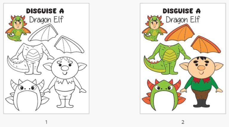 DIY Dragon Elf Disguise Paper Craft for Kids with Free Printable