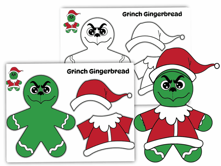 DIY Grinch Gingerbread Disguise Paper Craft for Kids with Free Printable