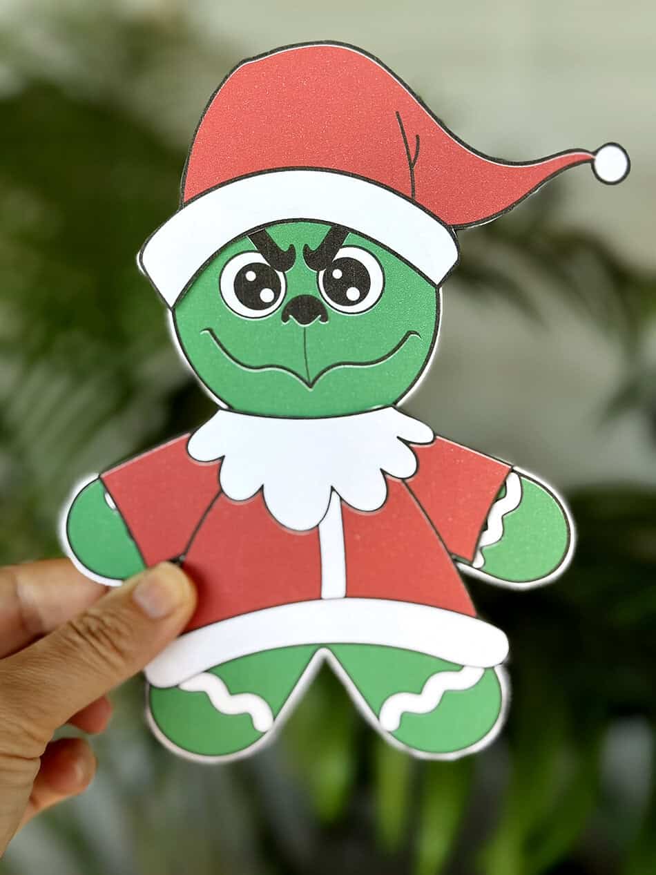 DIY Grinch Gingerbread Disguise Paper Craft for Kids with Free Printable