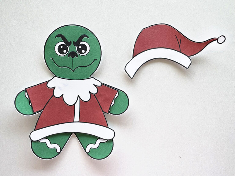 DIY Grinch Gingerbread Disguise Paper Craft for Kids with Free Printable
