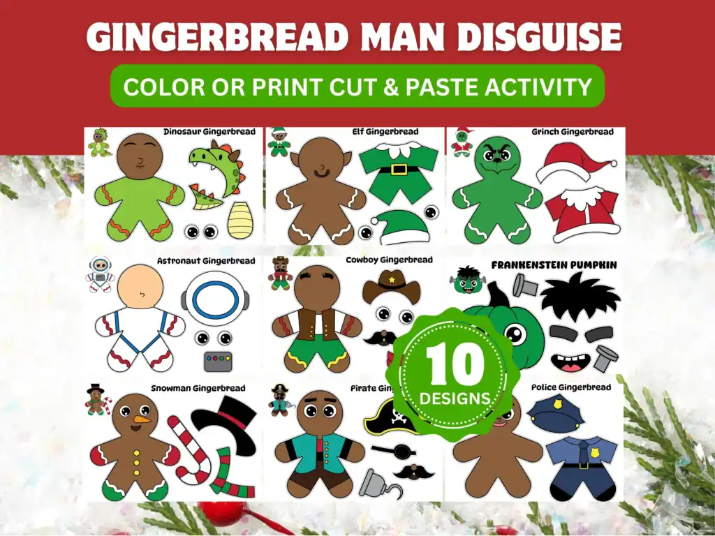 DIY Grinch Gingerbread Disguise Paper Craft for Kids with Free Printable
